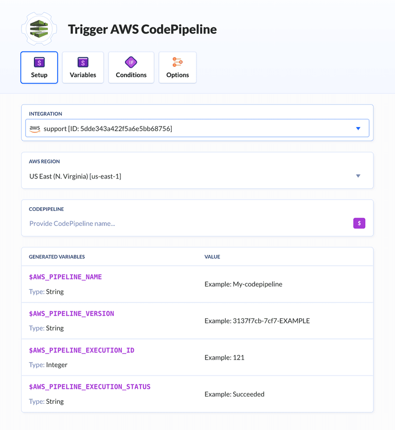New action: AWS CodePipeline