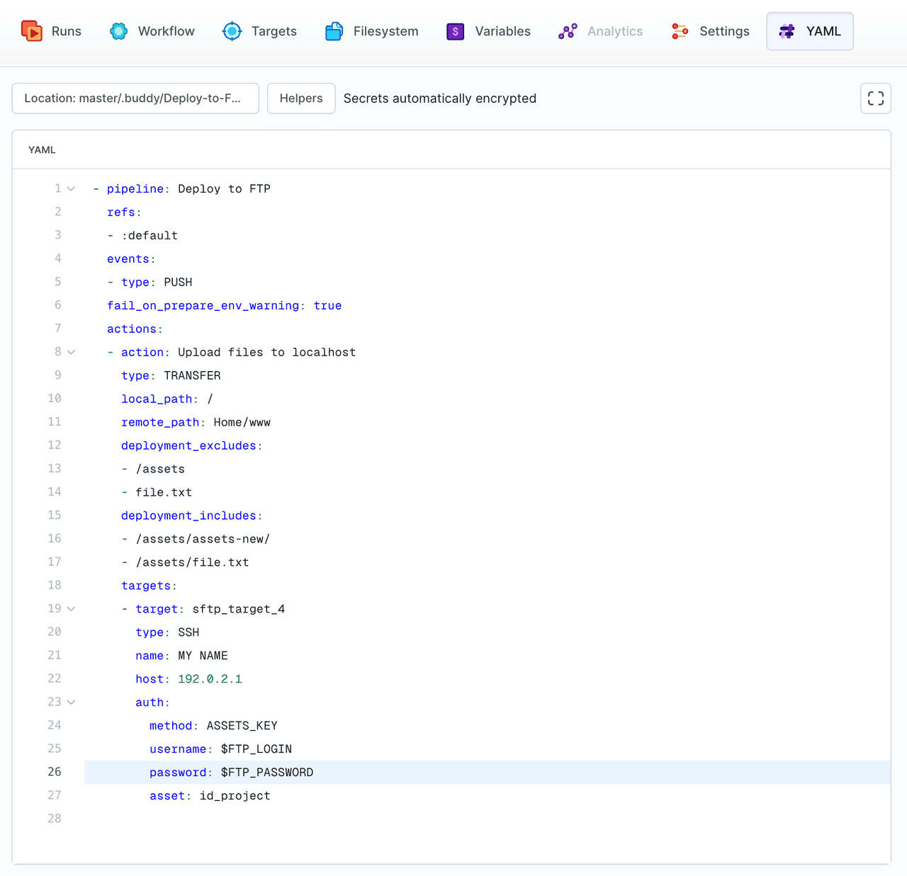 Secrets in YAML | Docs