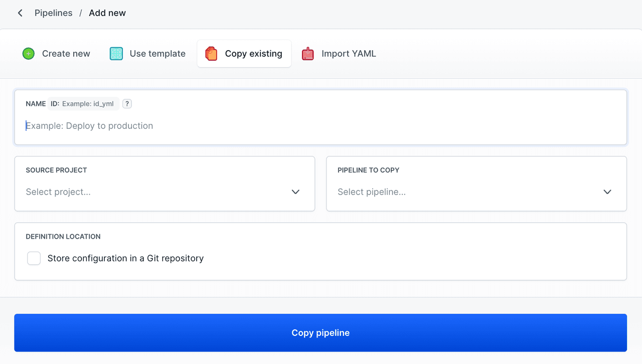 Creating a new pipeline | Docs